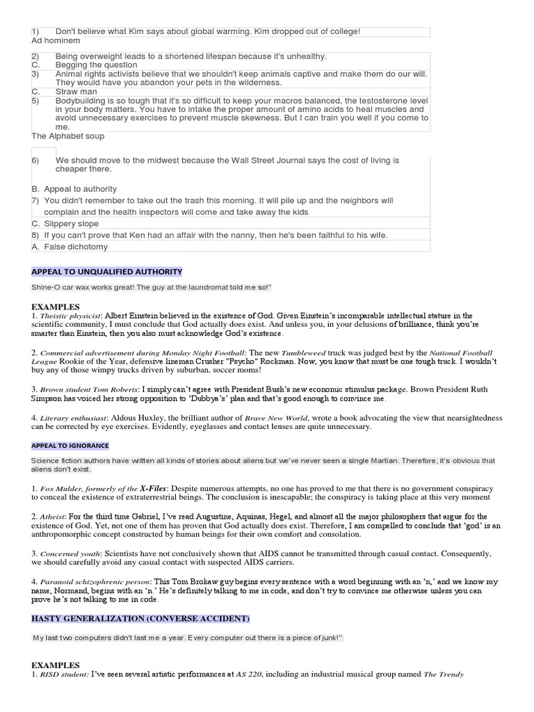 Logical Fallacies in Political and Social Arguments | PDF | Fallacy | Argument