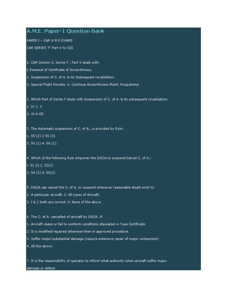 Car MCQ | PDF | Aircraft | Aviation