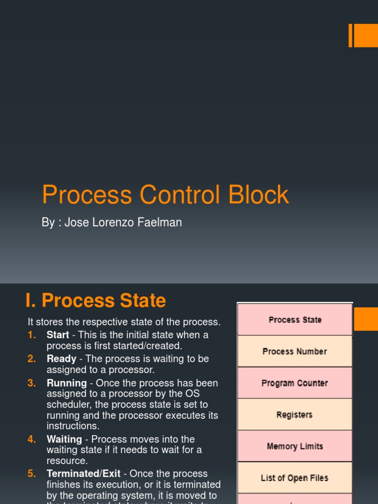 Process Control Block: By: Jose Lorenzo Faelman | PDF