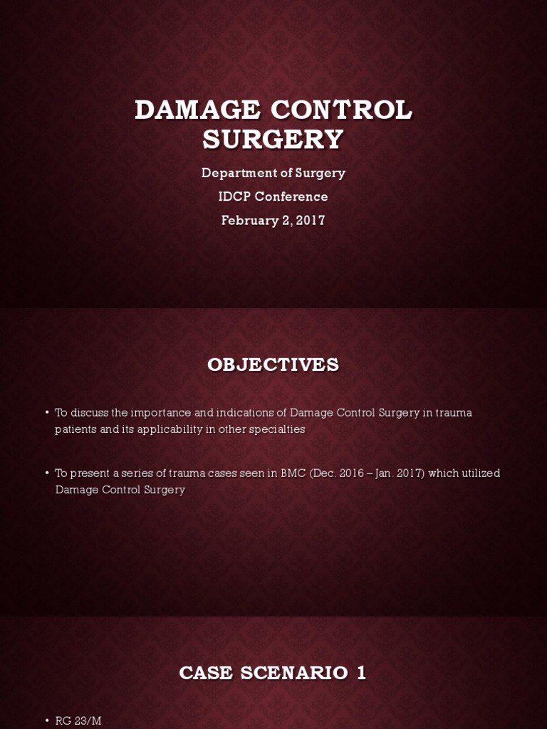 Damage Control Surgery | PDF | Traumatology | Medicine
