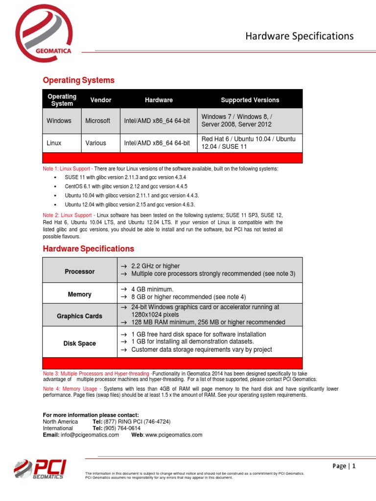 Hardware Specifications: Operating Systems | PDF | Random Access Memory | Linux