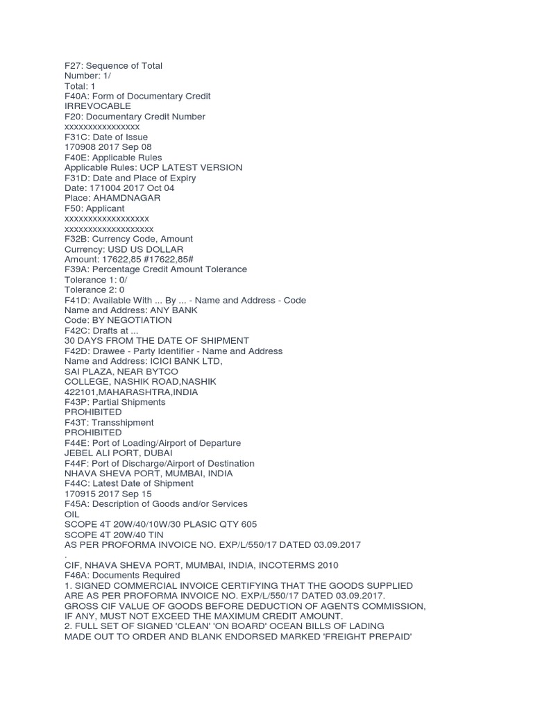 LC Draft | PDF | Cargo | Bill Of Lading