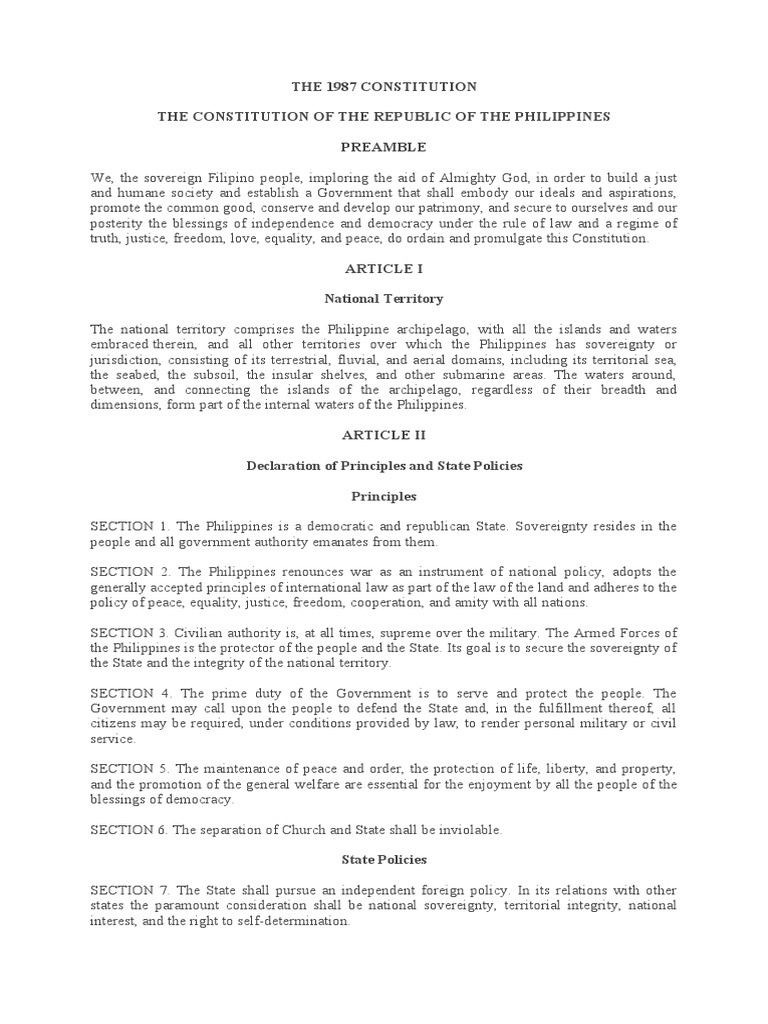 The 1987 Constitution The Constitution of The Republic of The ...