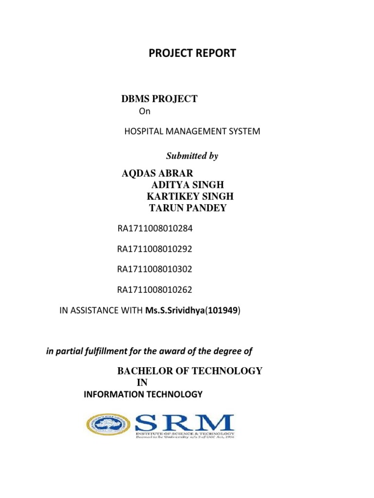 Project Report: Dbms Project On Hospital Management System | PDF | Data Management | Databases
