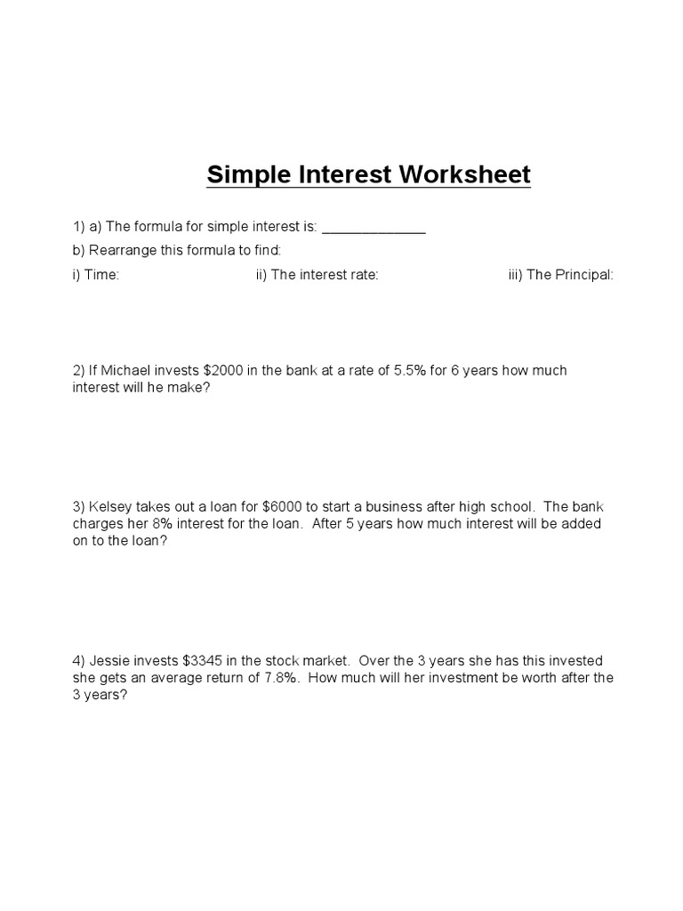 Simple Interest Extra Practice | PDF