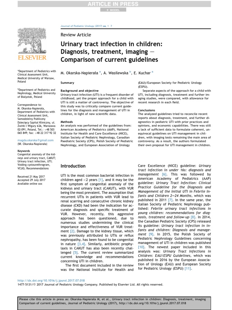 Guidelines for pediatric UTI diagnosis and treatment | PDF | Urinary ...