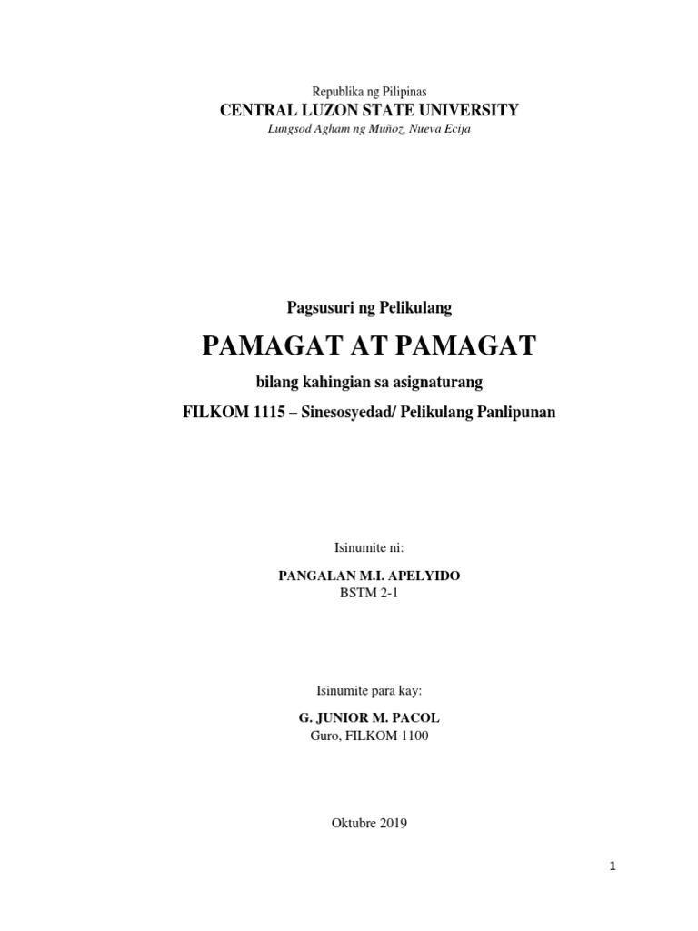 Pagsusuri NG Pelikula Format | PDF