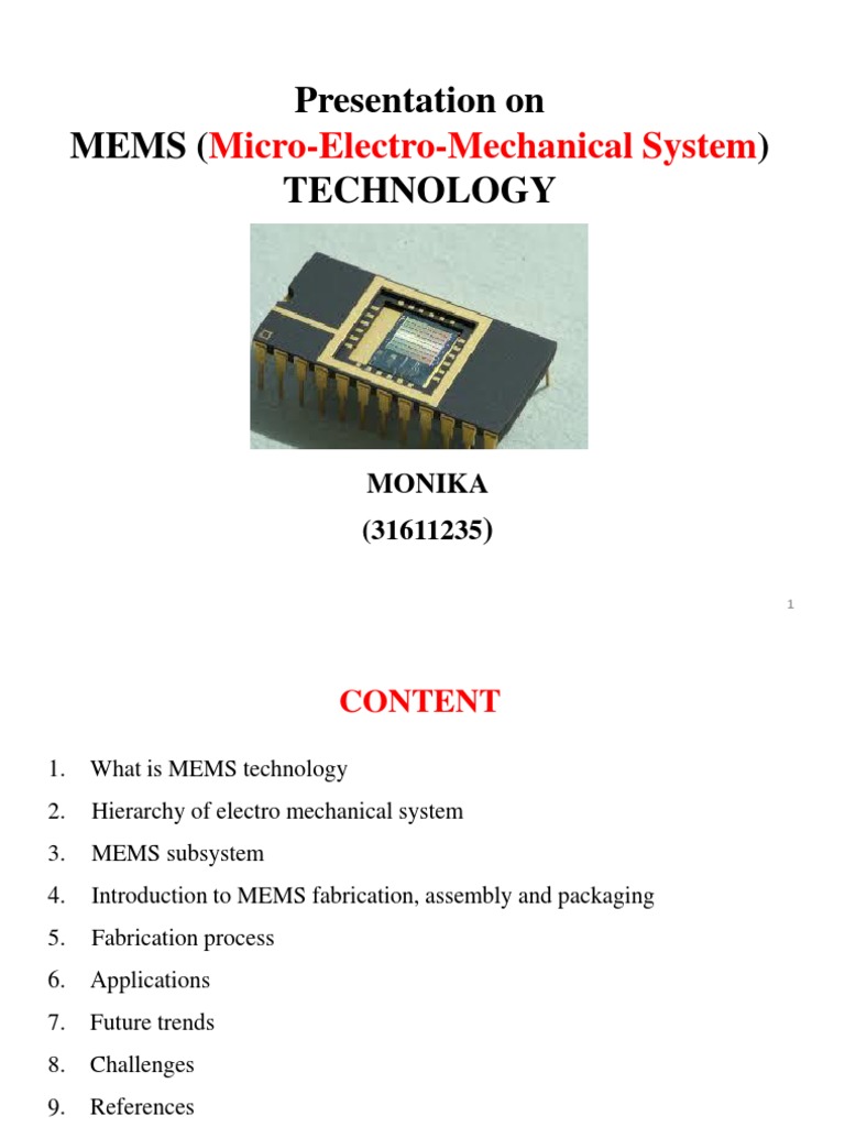 MEMS Technology Overview & Applications | PDF | Microelectromechanical ...