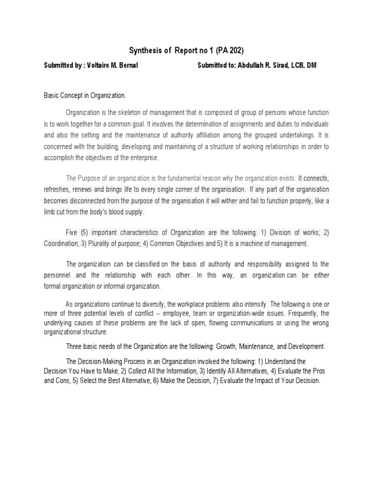 Lesson1 - 2 and 3 Reaction Paper | PDF | Organizational Structure ...