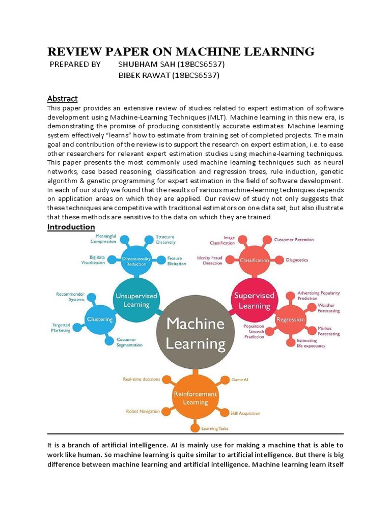 Review Paper On Machine Learning | PDF | Machine Learning | Artificial ...