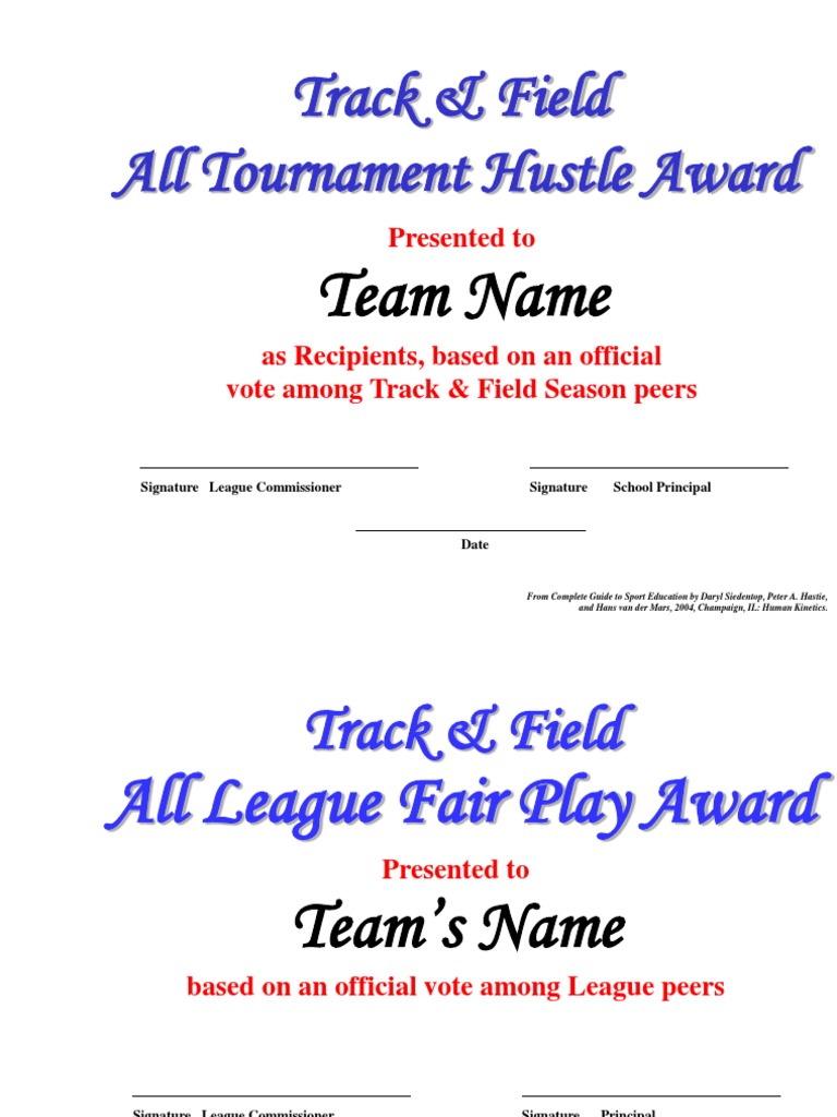 Track Field Awards | PDF | Track And Field | Games Of Physical Skill