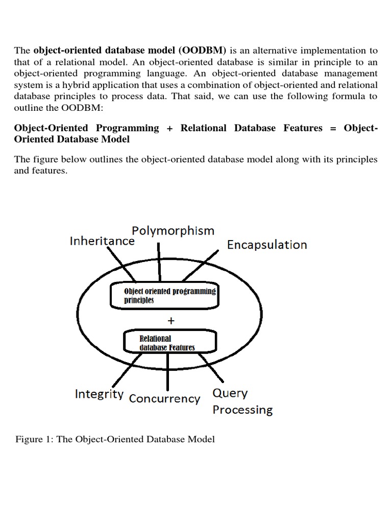 Object Oriented Programming Relational Database Features Object