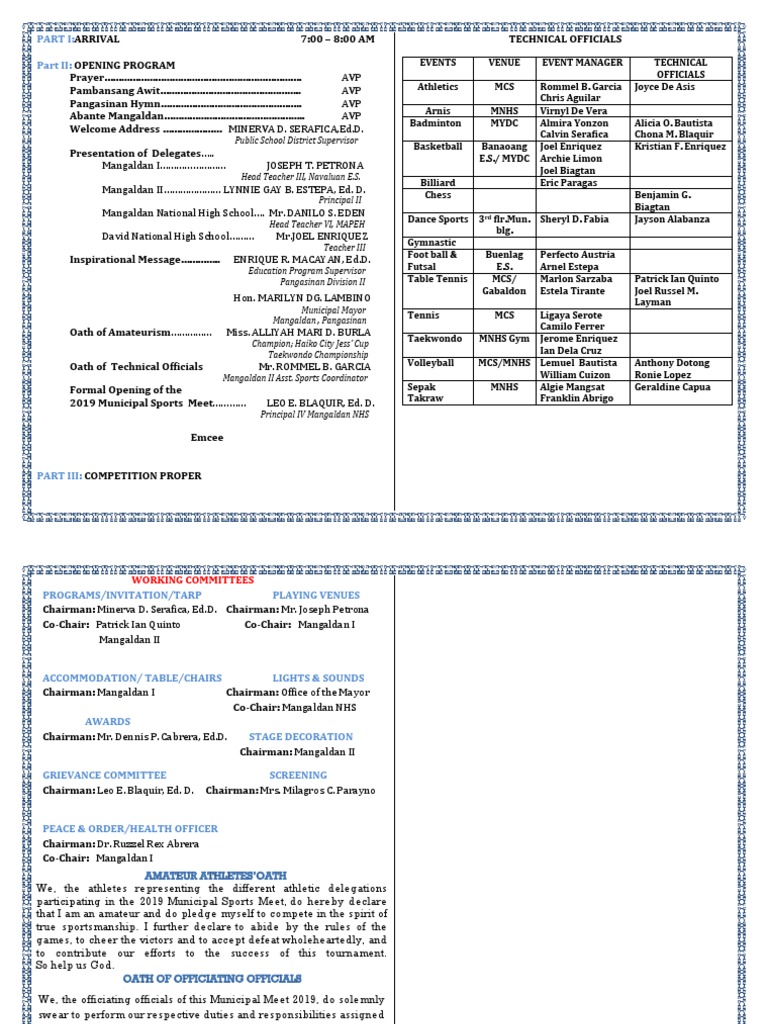 Municipal Meet 2 | PDF | Sports | Athletic Sports