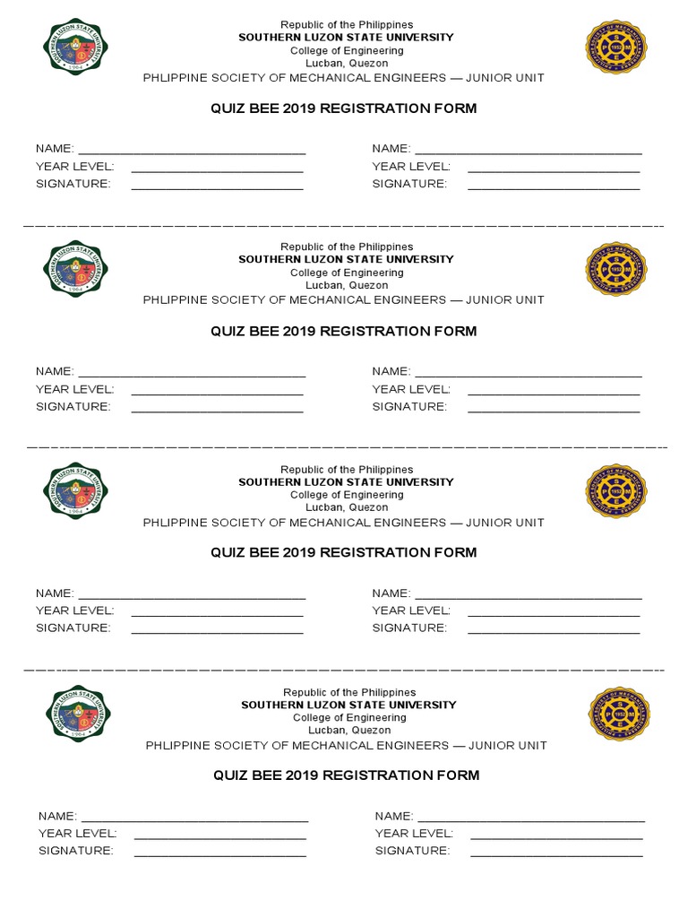 Revised Quiz Bee Reg Form | PDF | Engineering | Nature