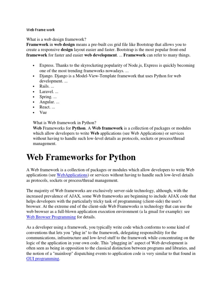 Web Frame Work-Django | PDF | Web Application | World Wide Web