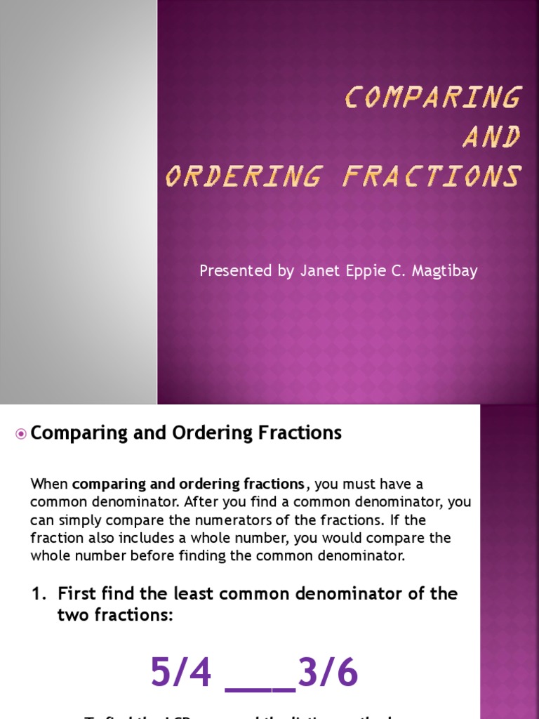Comparing and Ordering Fractions | PDF