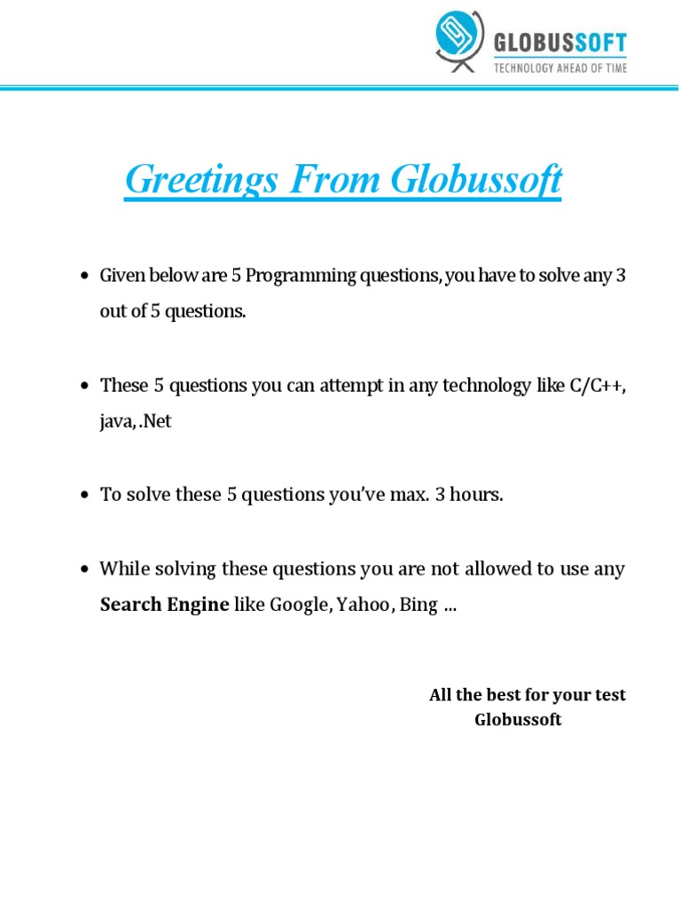 Greetings From Globussoft: Search Engine Like Google, Yahoo, Bing | PDF | Sequence | Matrix ...
