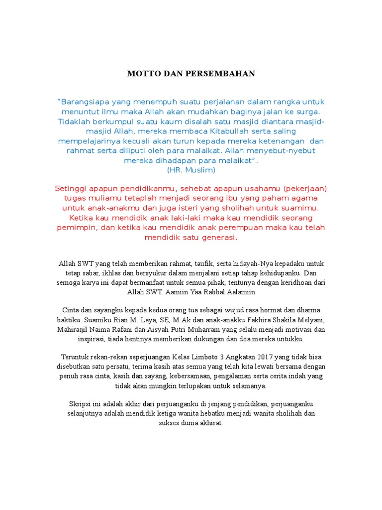 Halaman Motto Dan Persembahan | PDF