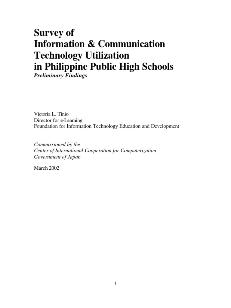 Survey of ICT in Public High Schools | PDF | Educational Technology ...