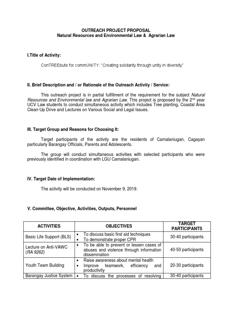 Outreach Project Proposal | PDF | Environmental Law | Nature