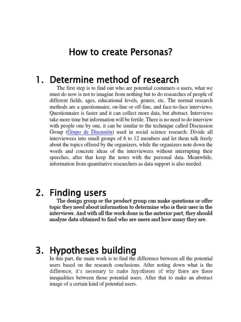 How To Create Personas? 1. Determine Method of Research: Grupo de ...
