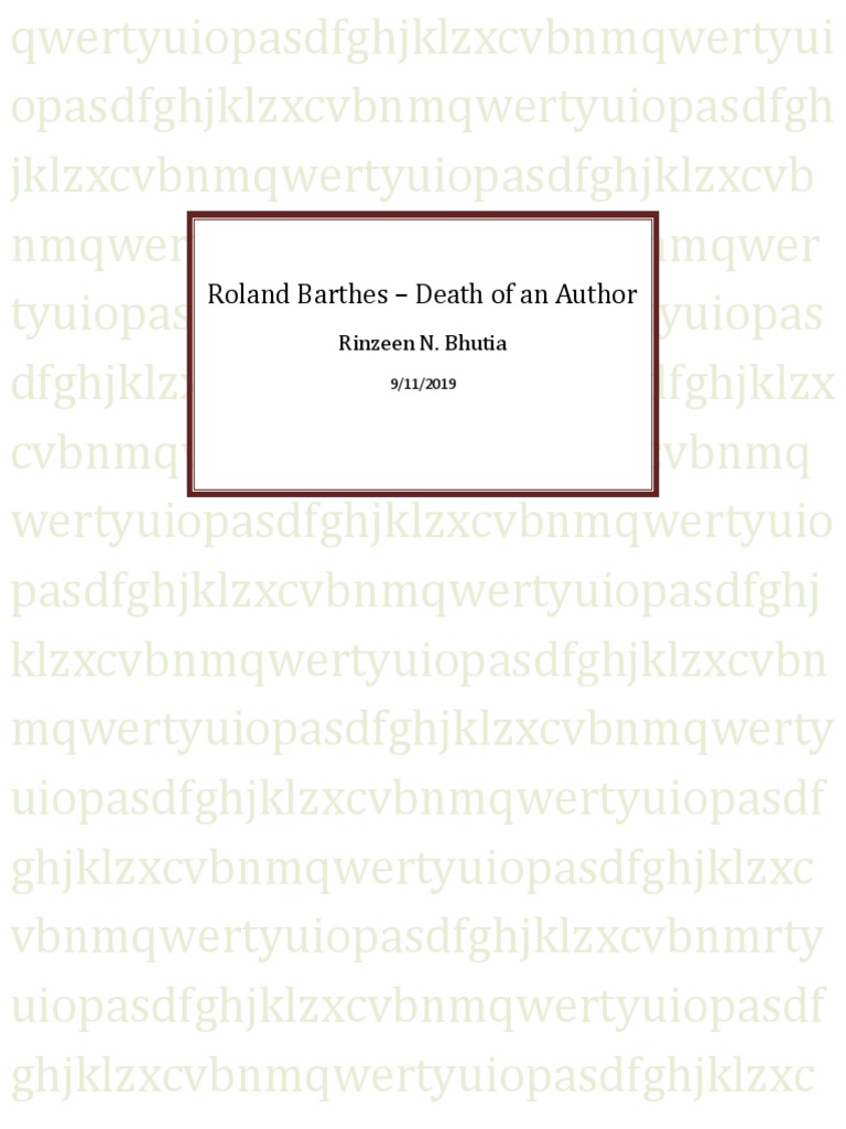 Roland Barthes - Death of An Author | PDF | Author | Narrative
