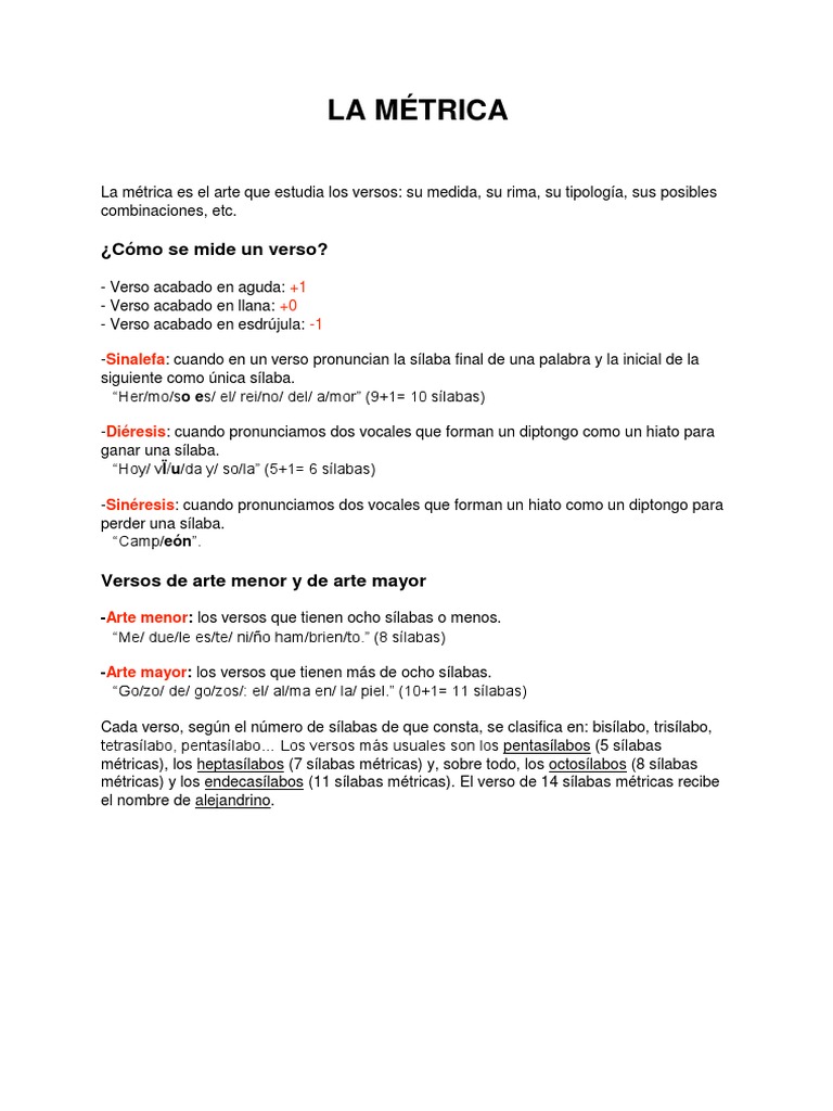 Métrica | PDF | Metro (poesía) | Rima