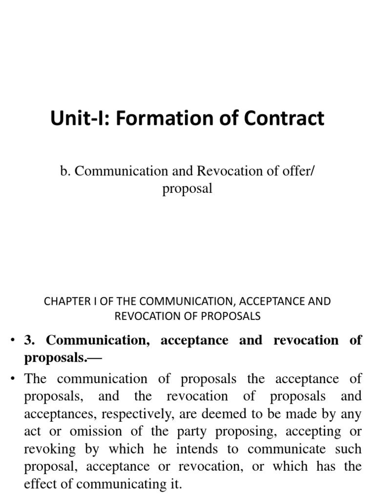 Unit-I B2 Communication and Revocation of Offer Proposal-1 | PDF | Business