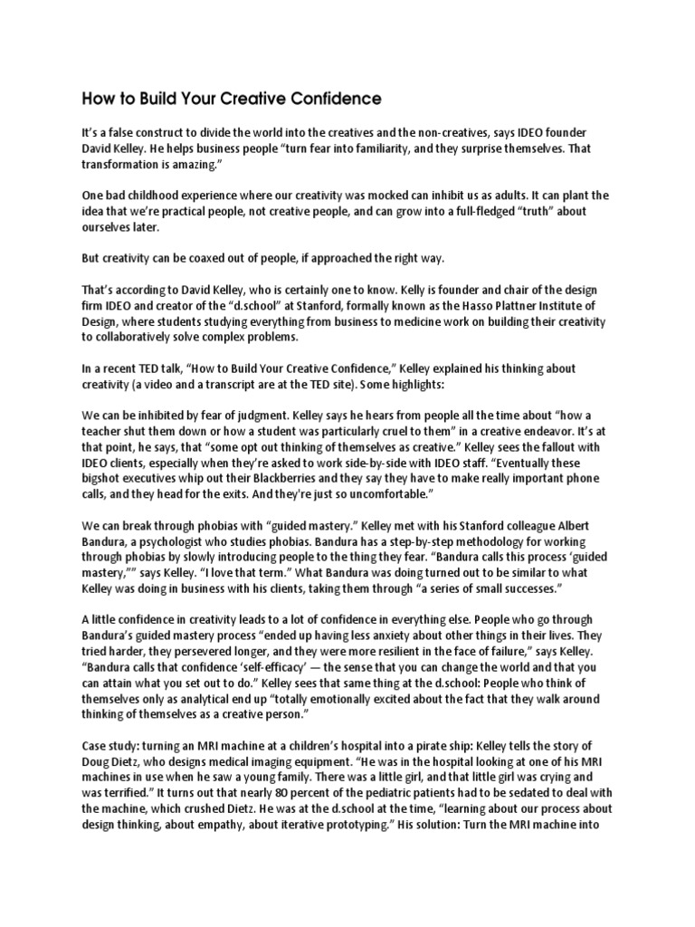 How To Build Your Creative Confidence PDF | PDF | Phobia | Creativity