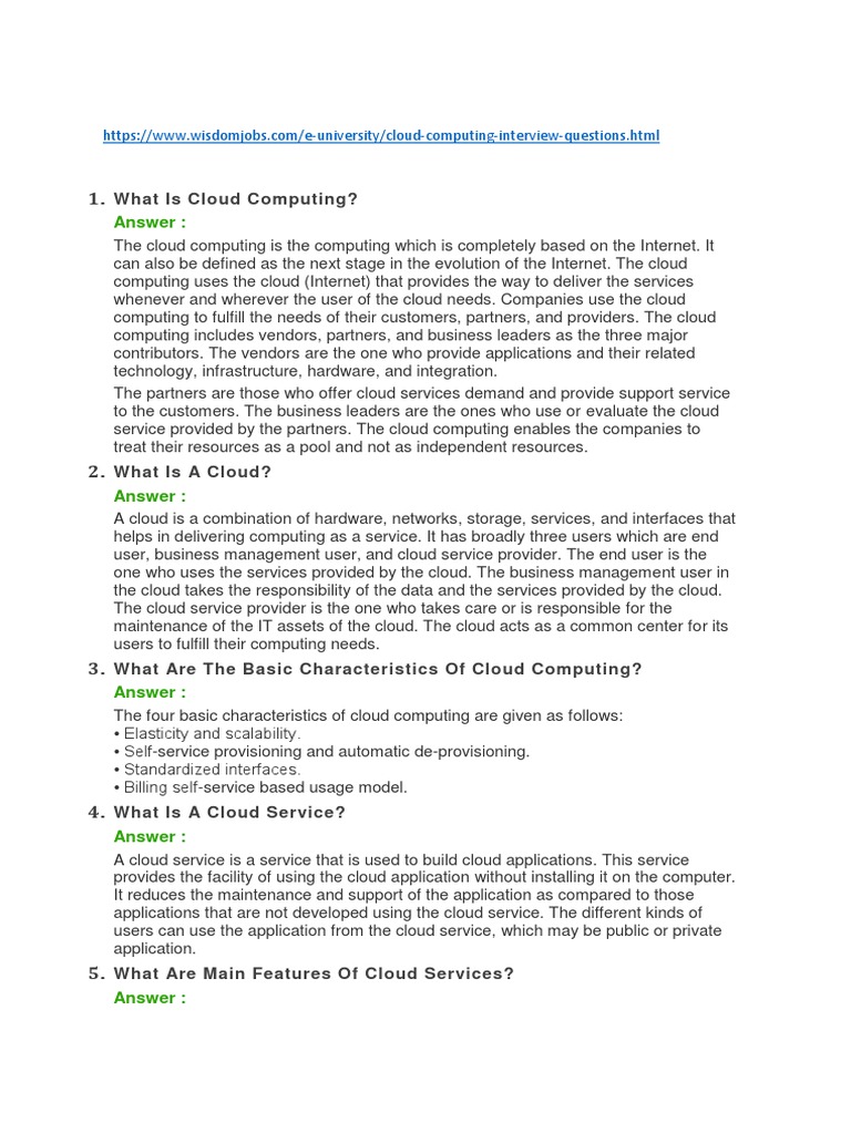 Cloud Interview Questions | PDF | Platform As A Service | Cloud Computing