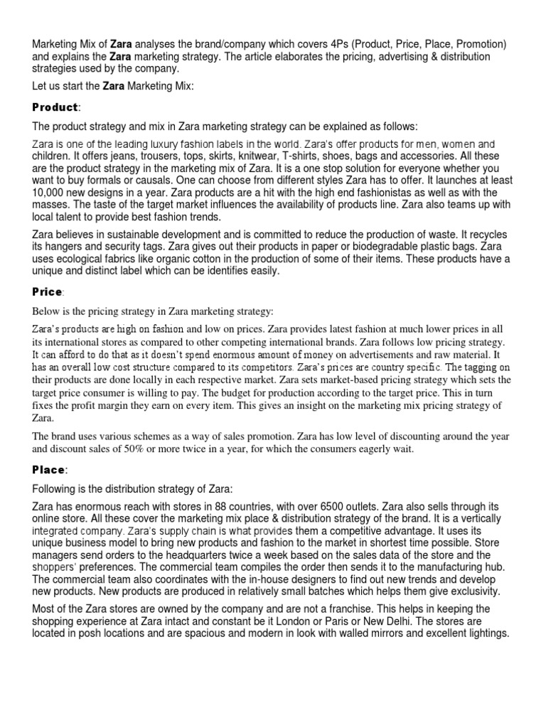 Zara | PDF | Pricing | Retail