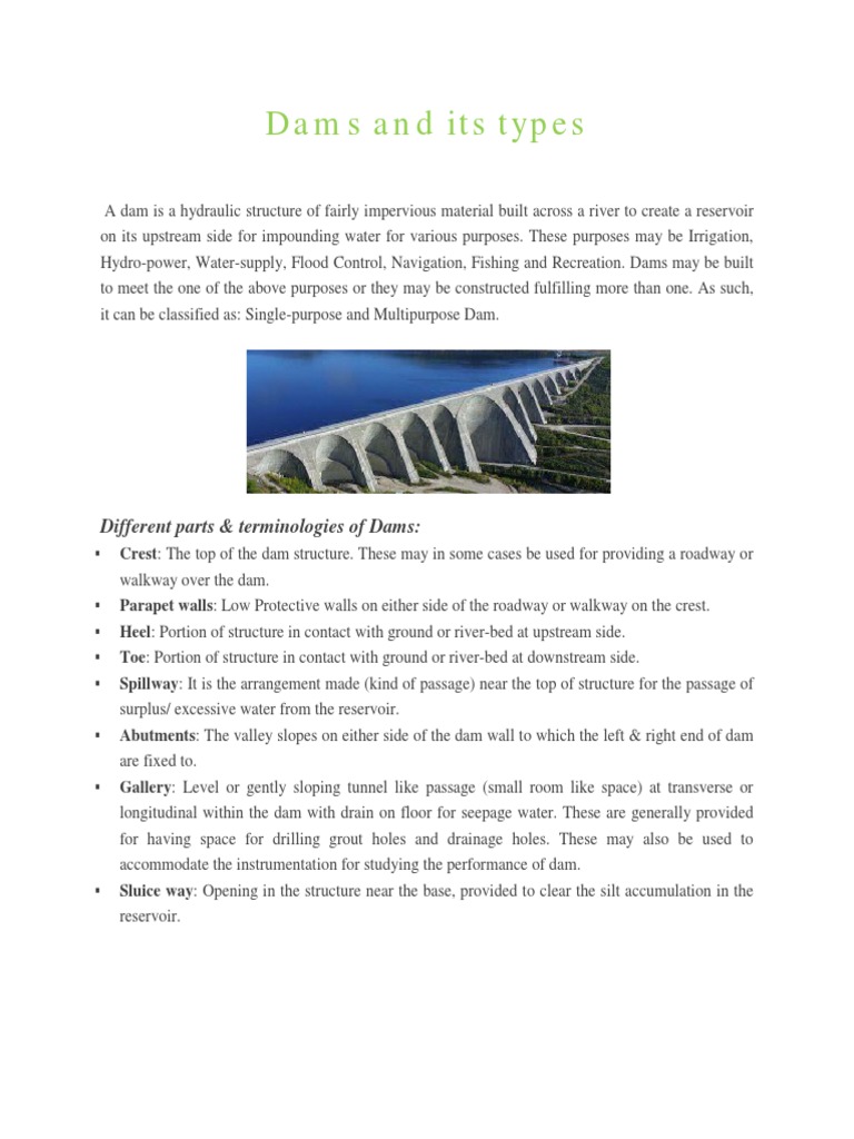 Dams and Its Types: Different Parts & Terminologies of Dams | PDF | Dam ...