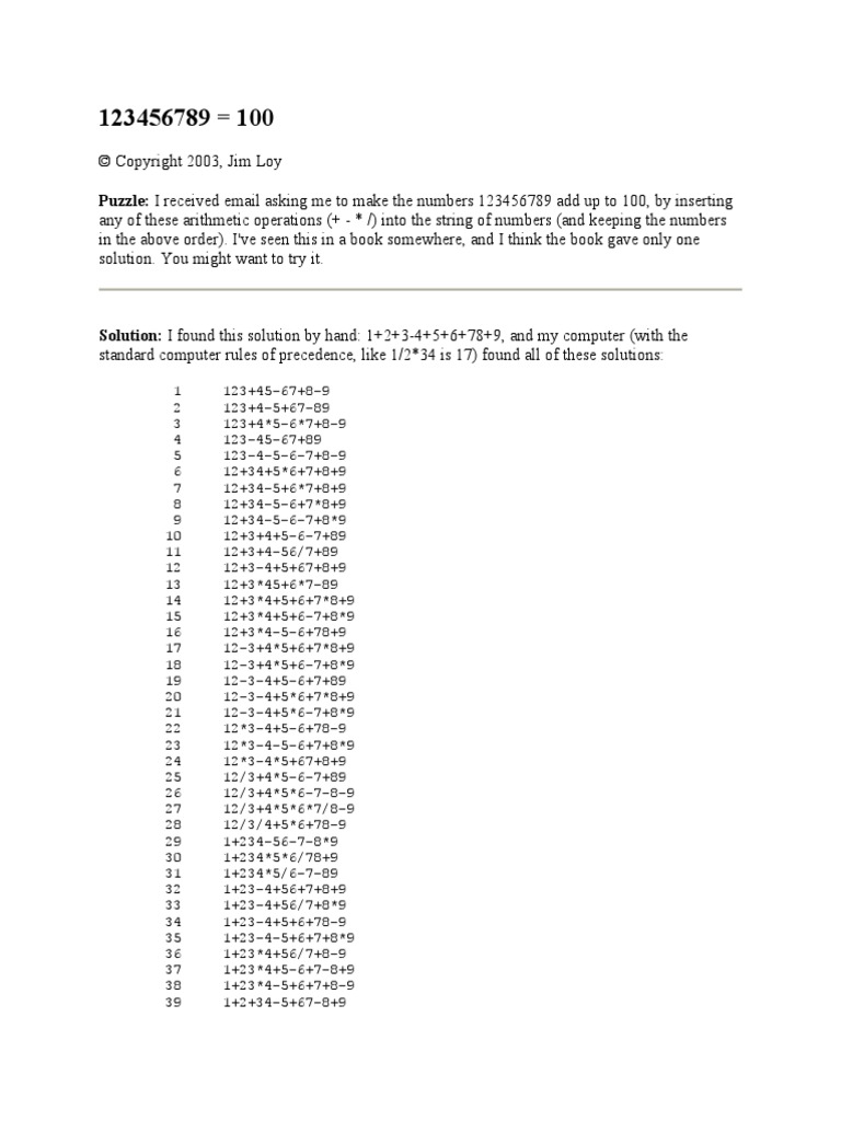 Puzzle: I Received Email Asking Me To Make The Numbers 123456789 Add Up ...