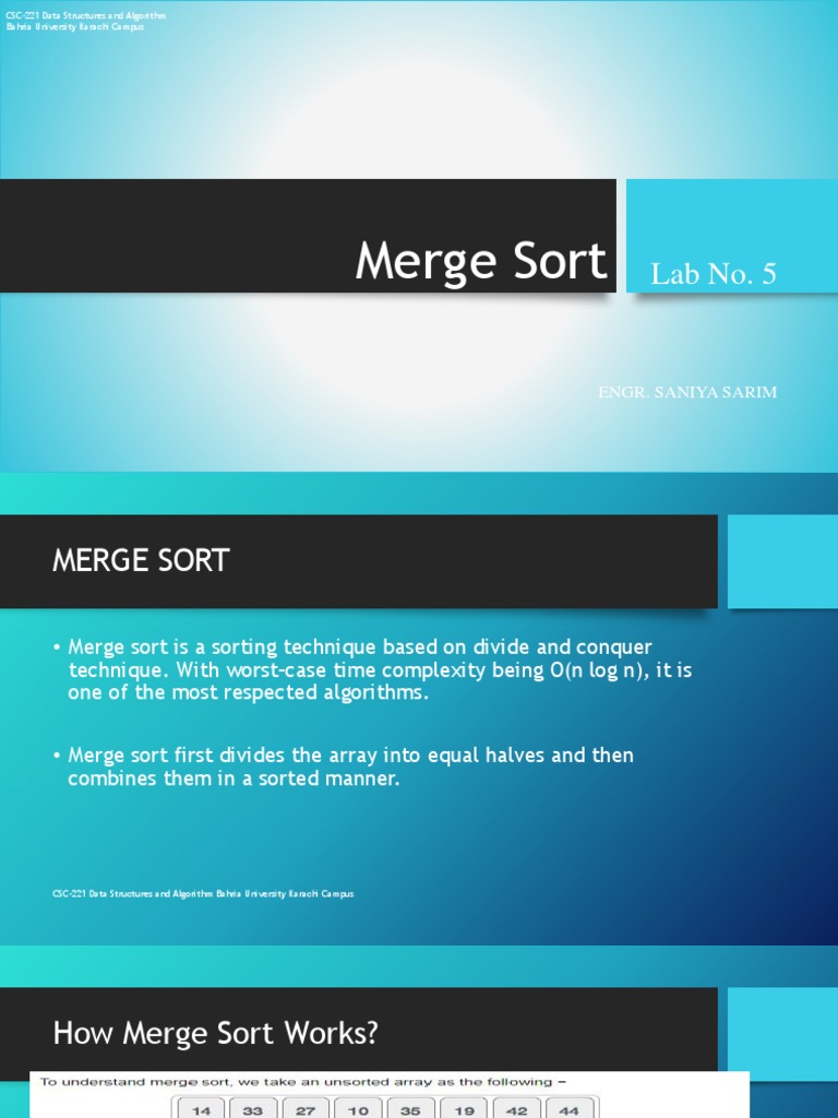 DSA Lab 5 Merge Sort | PDF | Teaching Methods & Materials