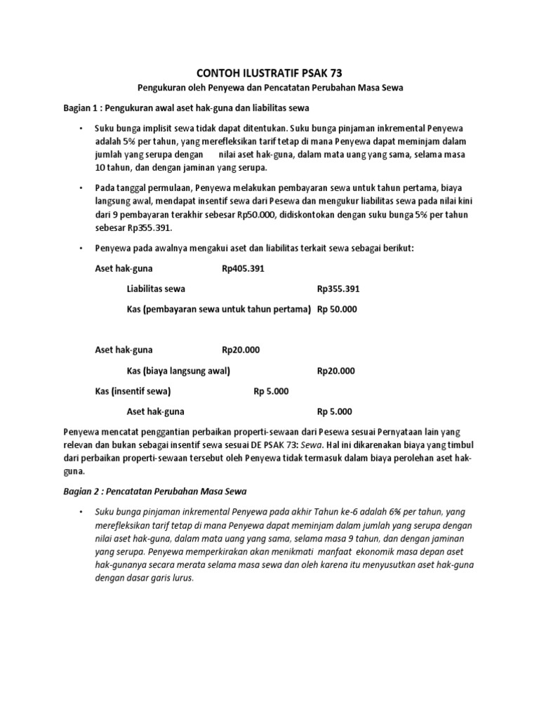 Contoh Ilustratif Psak 73 | PDF