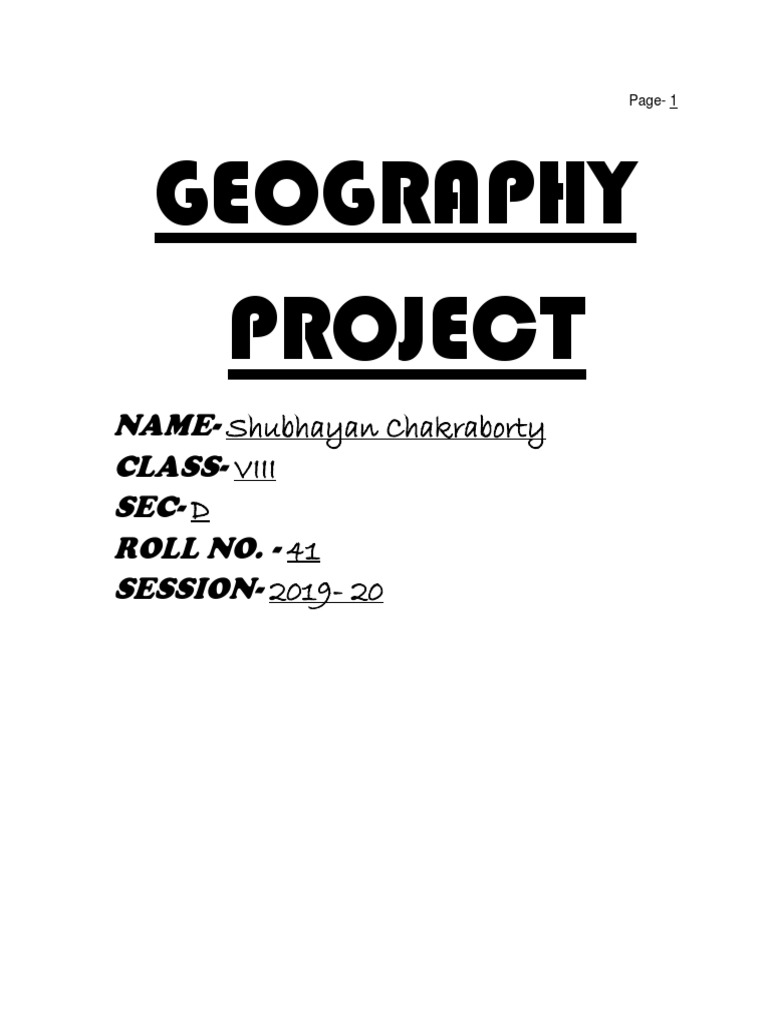 Geography Project Cover Page
