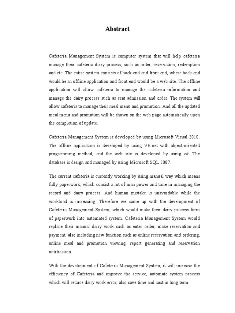 Cafeteria Management System | PDF | Software Development | Software ...