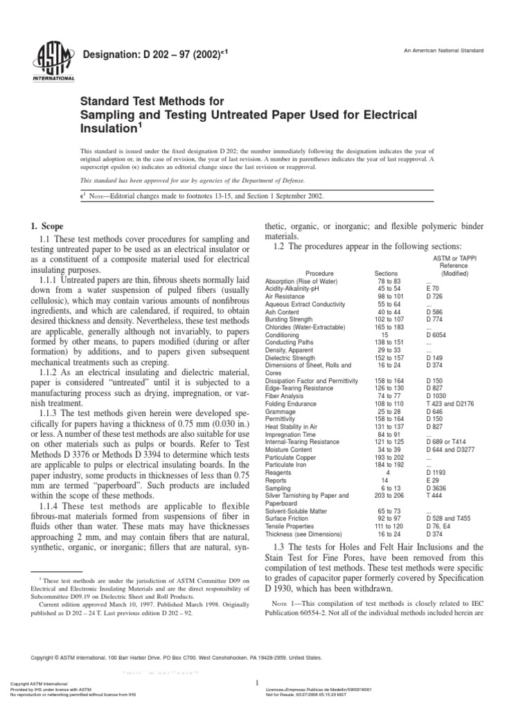 Astm D 202 | PDF | Paper | Dielectric