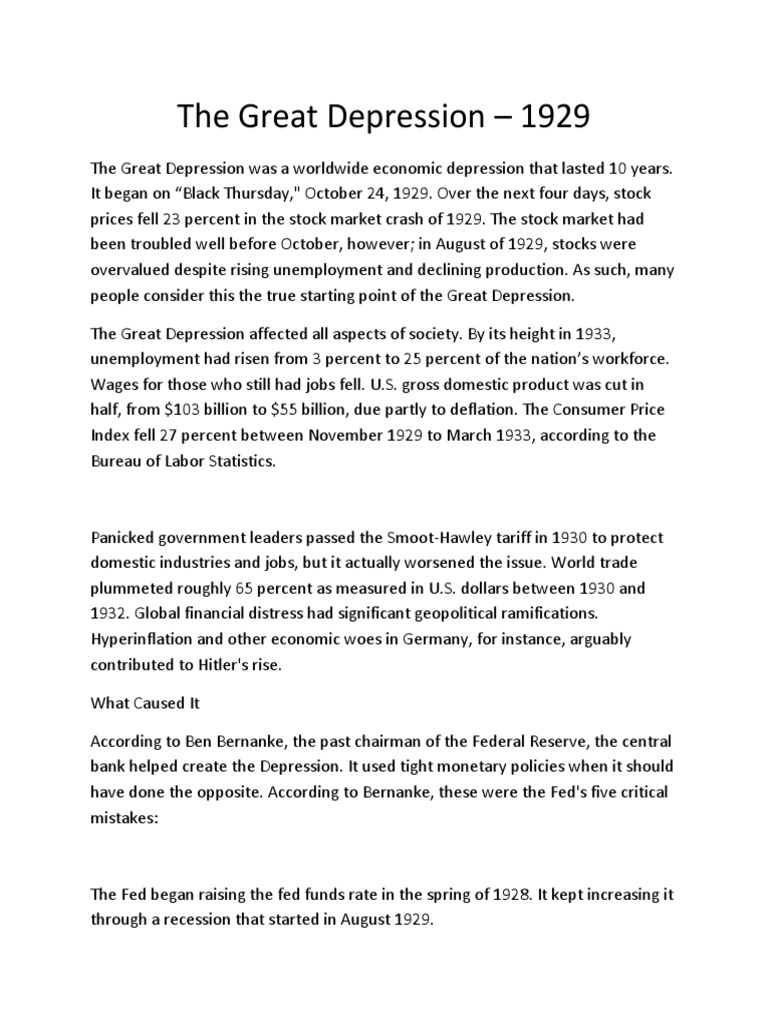 The Great Depression | PDF | Gold Standard | Great Depression