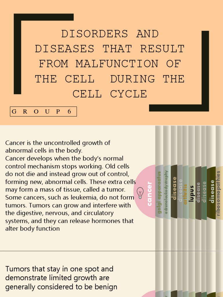Disorders and Diseases That Results From Malfunction of The Cell During ...
