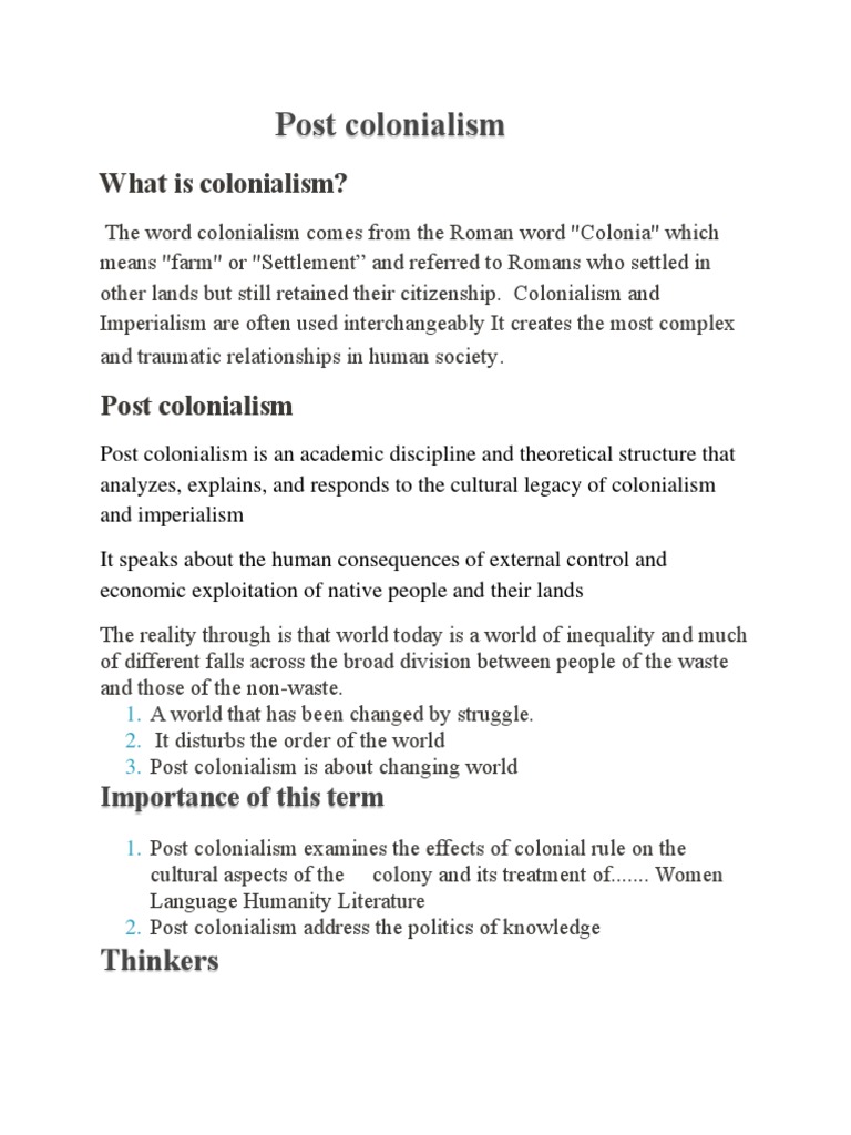 Post Colonialism | PDF | Postcolonialism | Colonialism