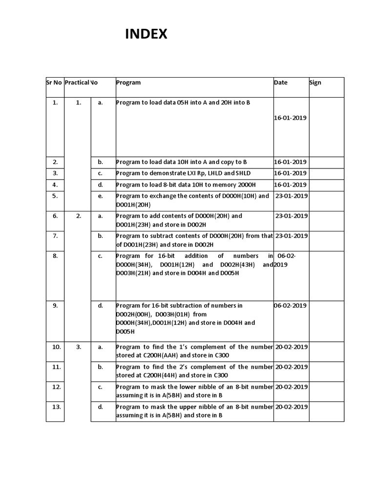 MU MA Practical Index | PDF | Binary Coded Decimal | Array Data Structure