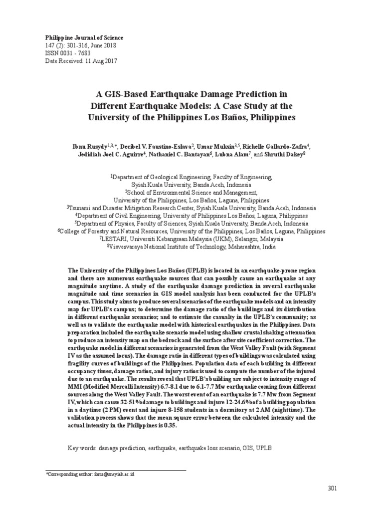 A GIS Based Earthquake Damage Prediction in Different Models | PDF ...