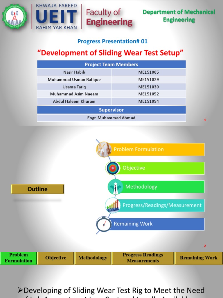 "Development of Sliding Wear Test Setup": Progress Presentation# 01 ...
