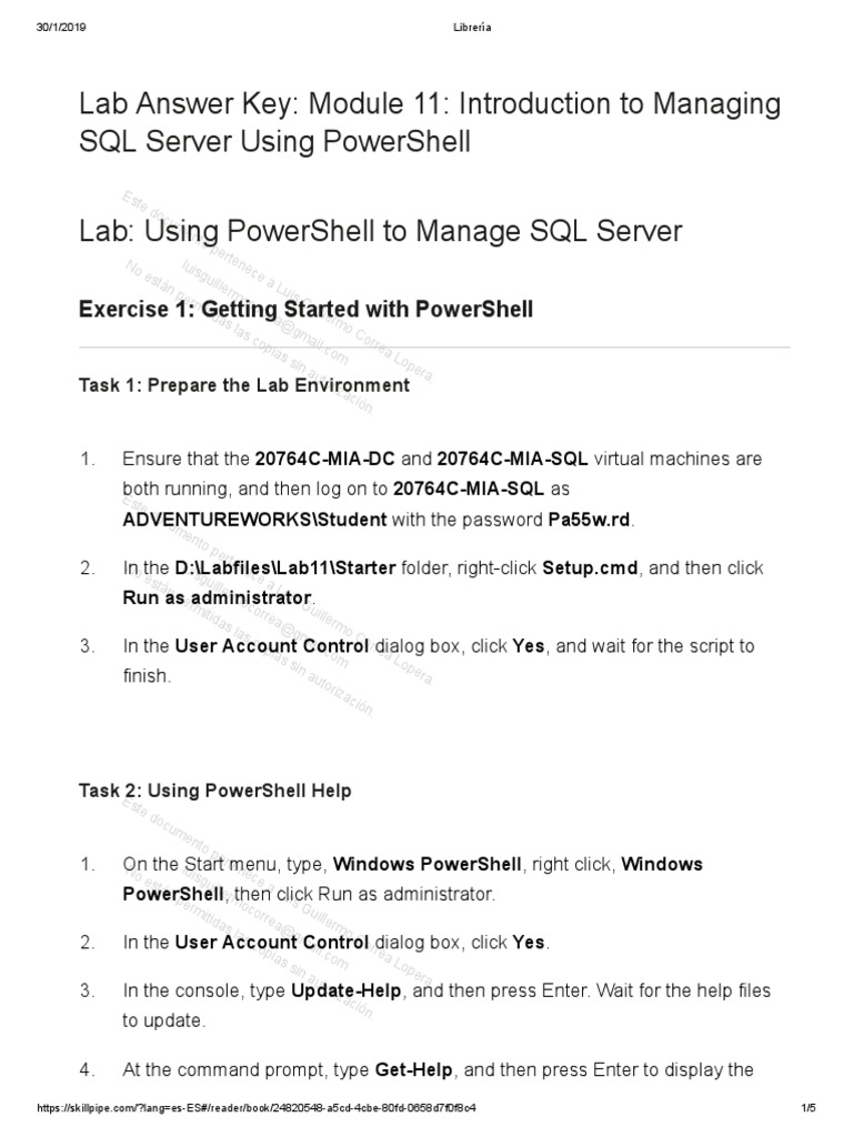 Lab Answer Key Module 11 Introduction To Managing Sql Server Using Powershell Lab Using 3003