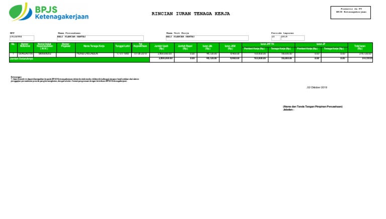 Panduan Formulir F2A BPJS Ketenagakerjaan | PDF