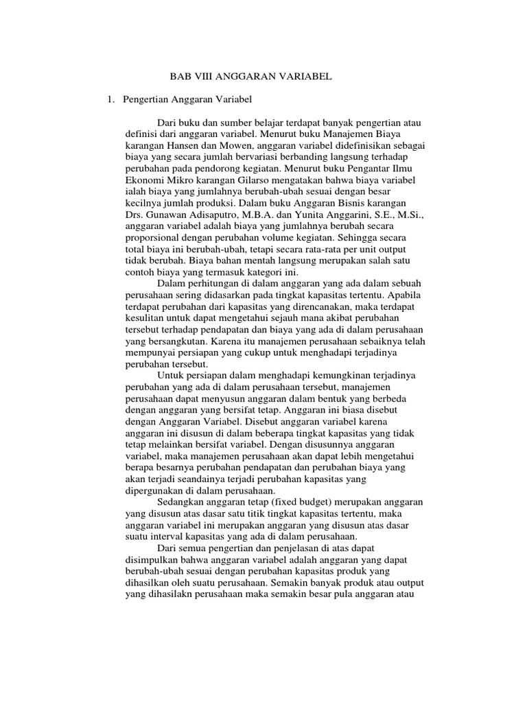 Anggaran Variabel | PDF