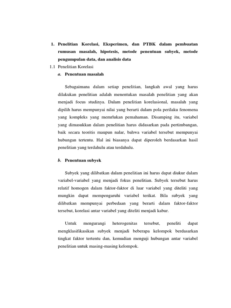 Penelitian Korelasi, Eksperimen Dan PTBK | PDF