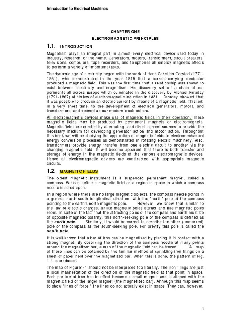 Introduction To Electrical Machines: South Pole | PDF | Magnetic Field ...