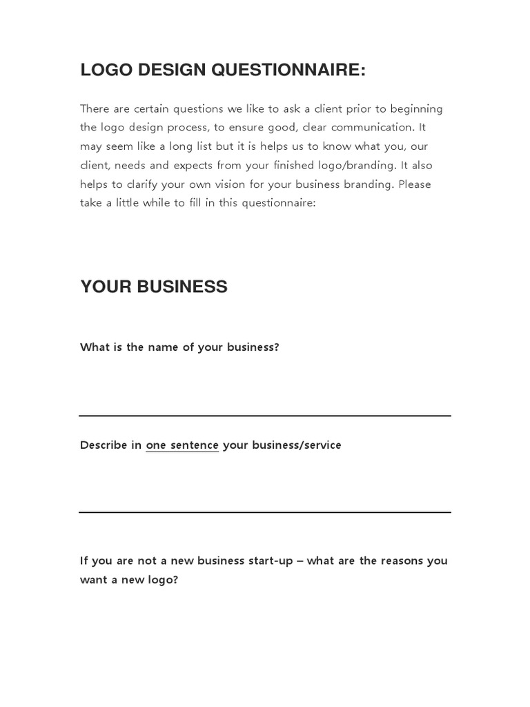 Logo Design Questionnaire | PDF | Logos | Brand
